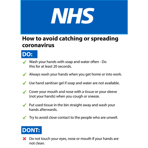 NHS Safety Advice Cough Fever Safety Sign Board - Printed Today - 72 ...