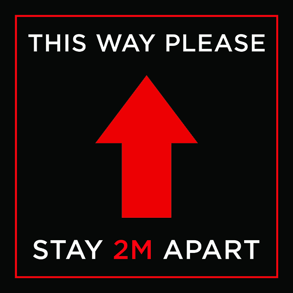 Stay 2M Apart Floor Sign (1.5ft x 1.5ft) Sticker Black & Red (5 Piece ...