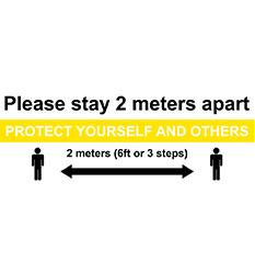 Please Stay 2 Meters Apart (6ft x 3ft) Banner Black & Yellow - Printed ...