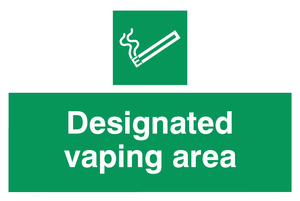 Designated vaping area Sign - Printed Today
