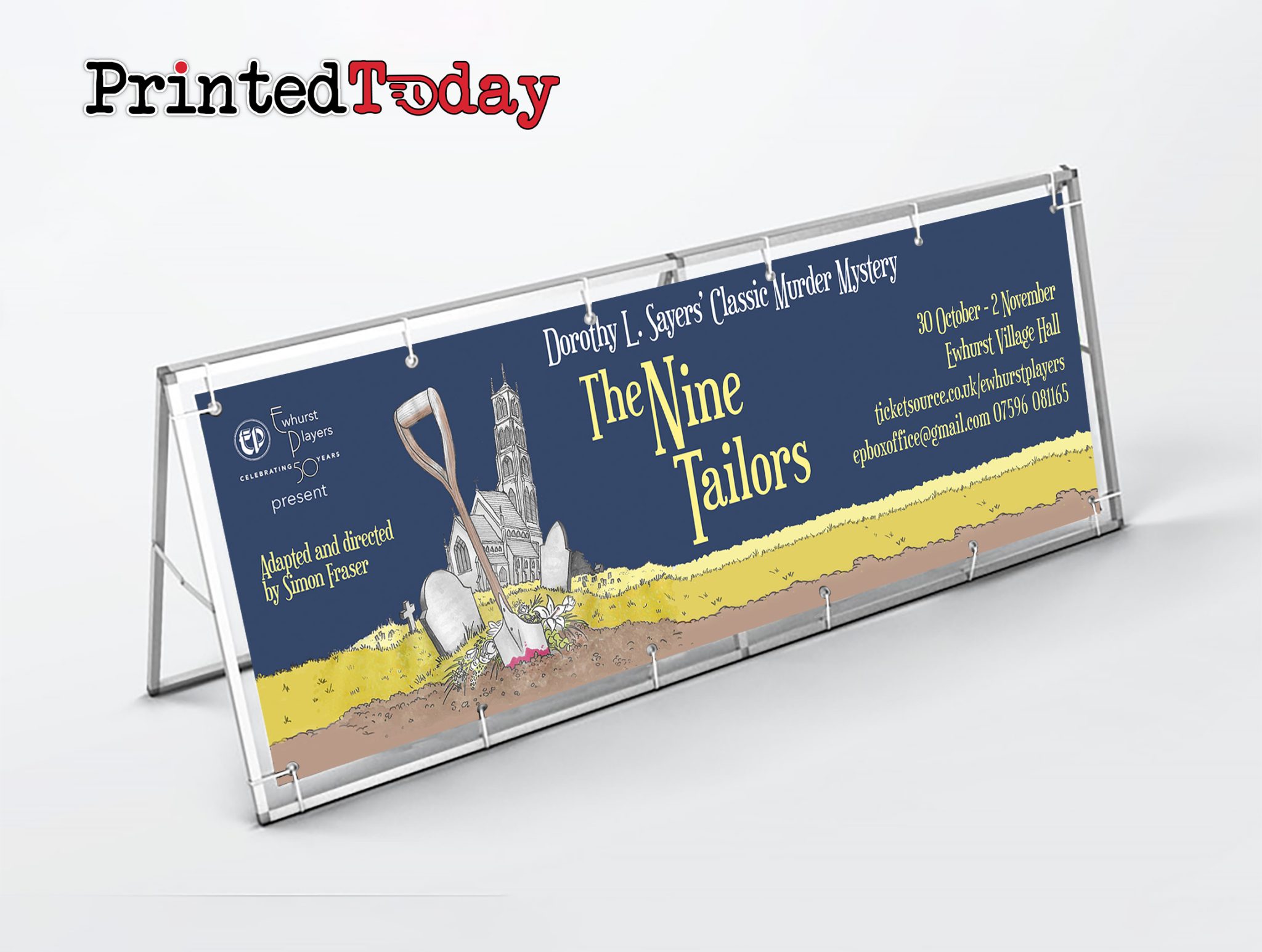 Outdoor Barrier Frame 2M x 1M (With Banner)Printed Today