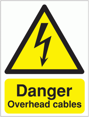 Danger Overhead Cables Sign - Printed TodayPrinted Today