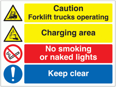 Forklifts Charging - Warehouse Safety Signs - Printed Today