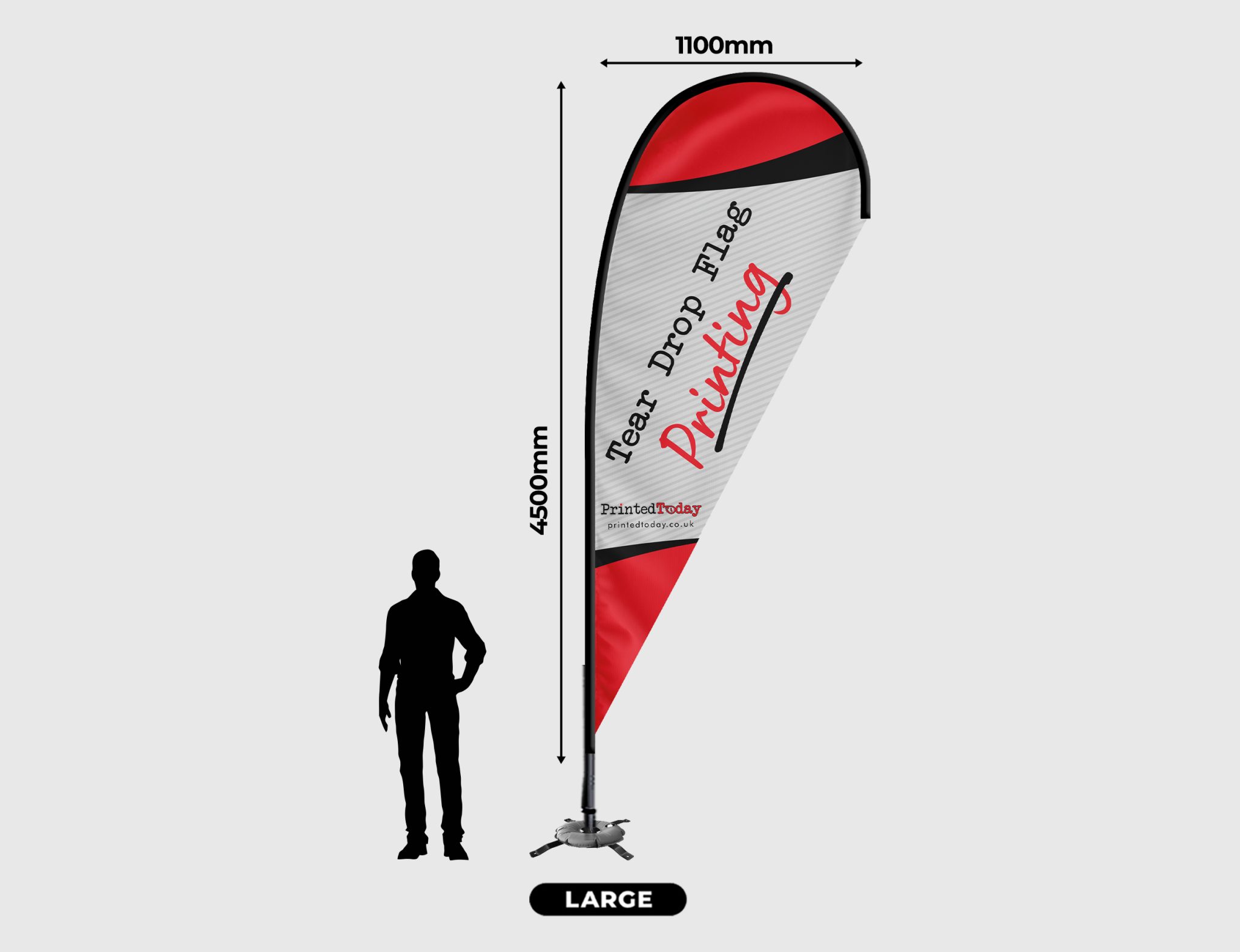 4m Teardrop Flag - Printed Today