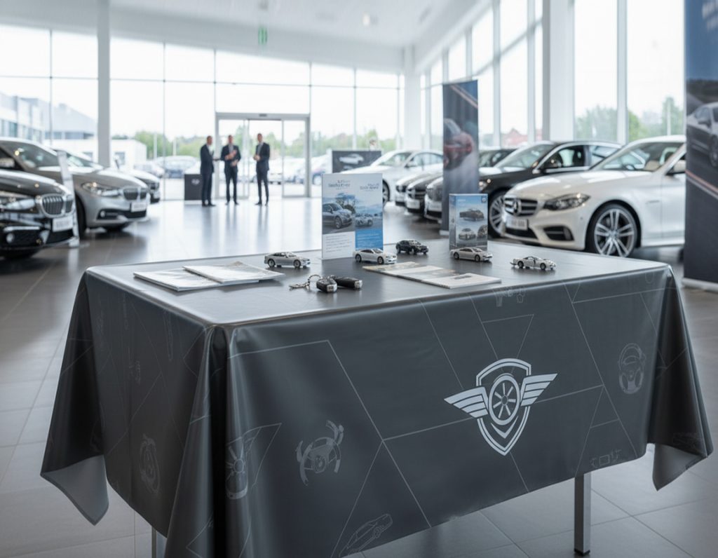 Custom Printed Car Dealership Tablecloths & Covers - Printed ...