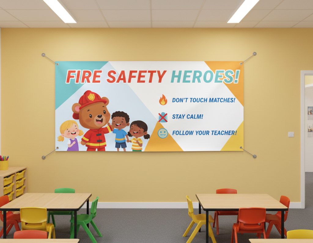 Kindergarten Fire Safety Banner Printing - Printed TodayPrinted Today