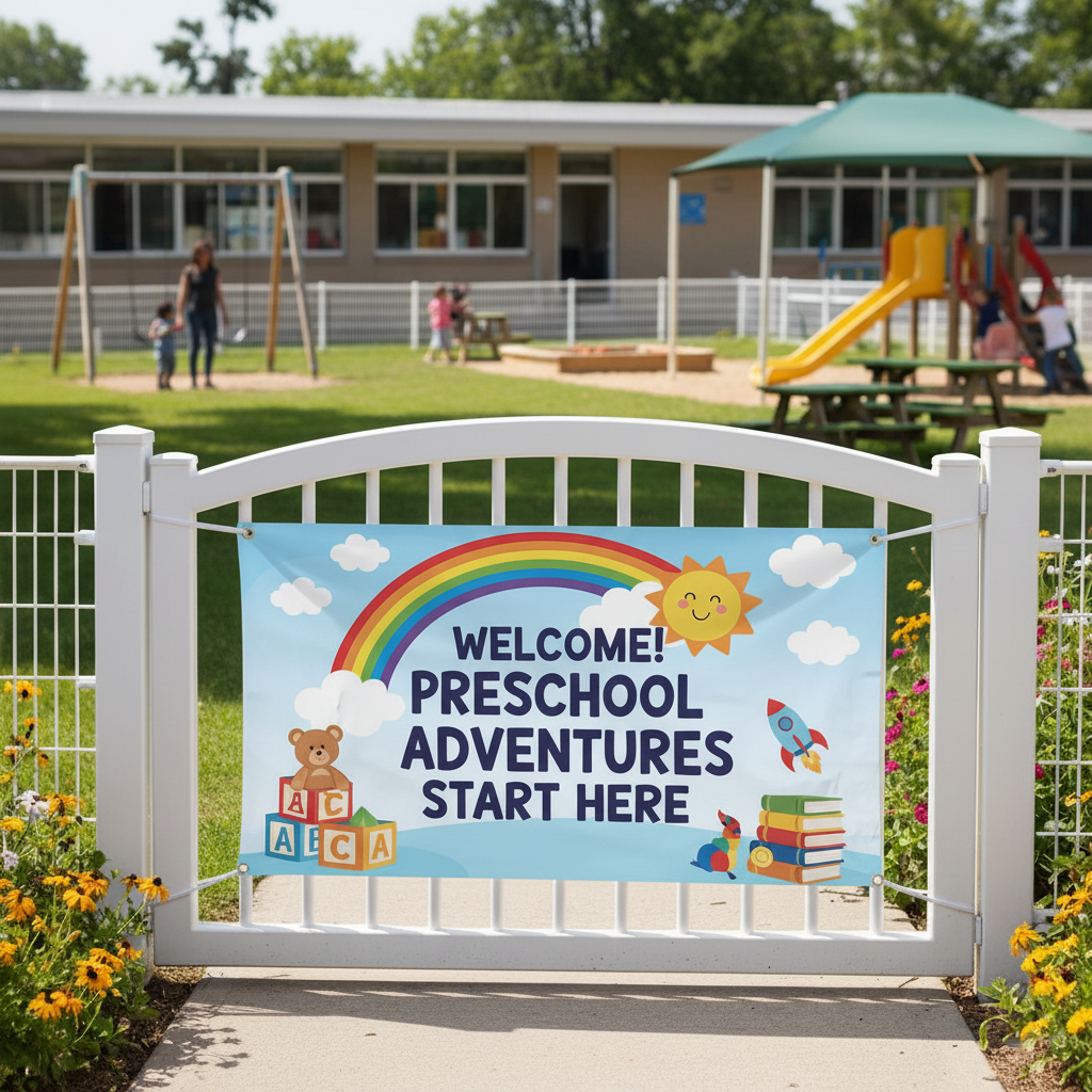 Preschool Gate Outdoor PVC Banner Printing - Printed Today