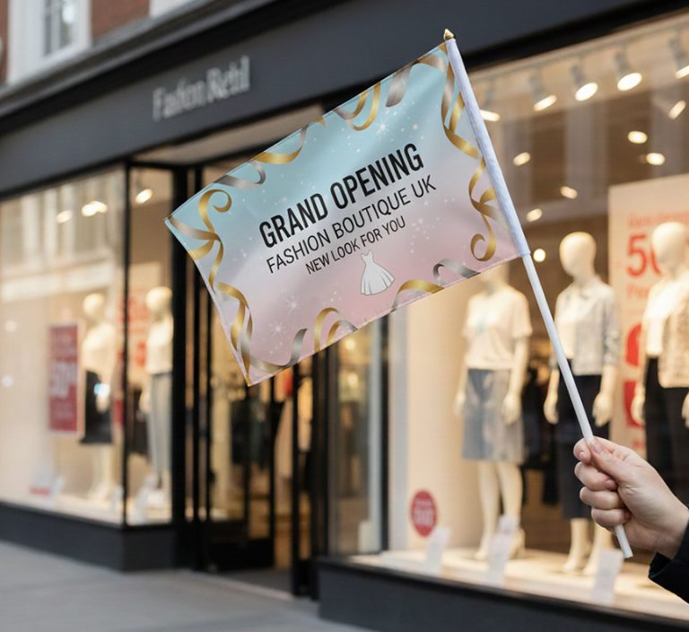Retail Store Openings & Promotions Hand Waving Flag Printing - Printed ...