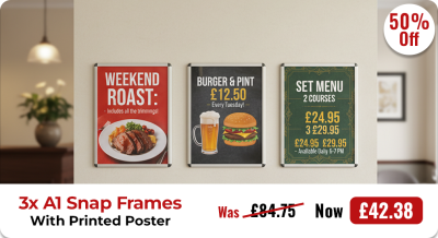 3x A1 Snap Frames - Printed TodayPrinted Today