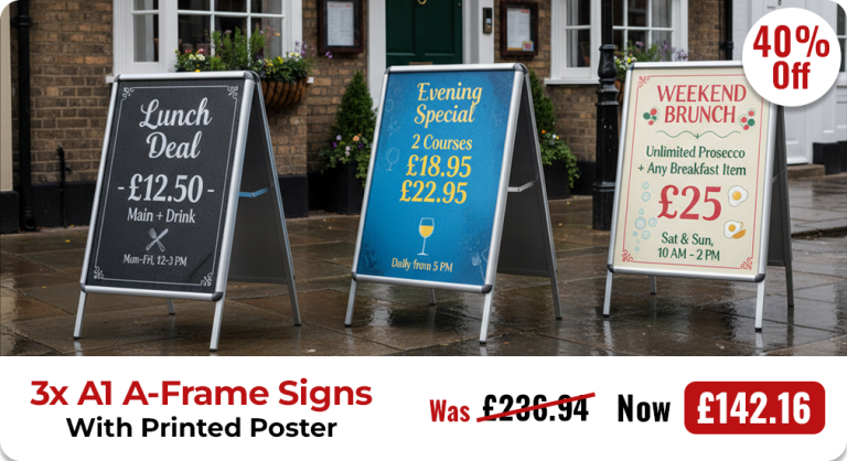 3x A1 A-Frame Signs - Printed TodayPrinted Today