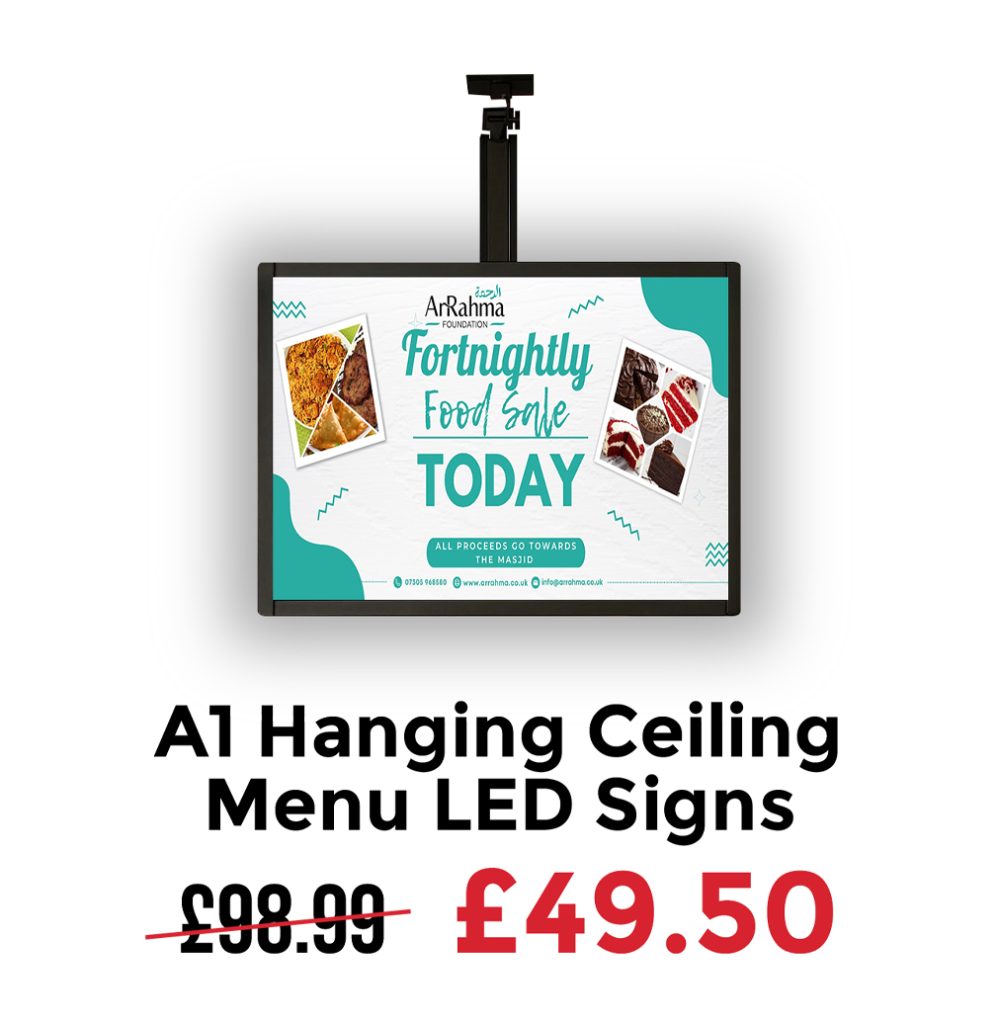 A1 Hanging Ceiling Menu LED Sign - Printed TodayPrinted Today